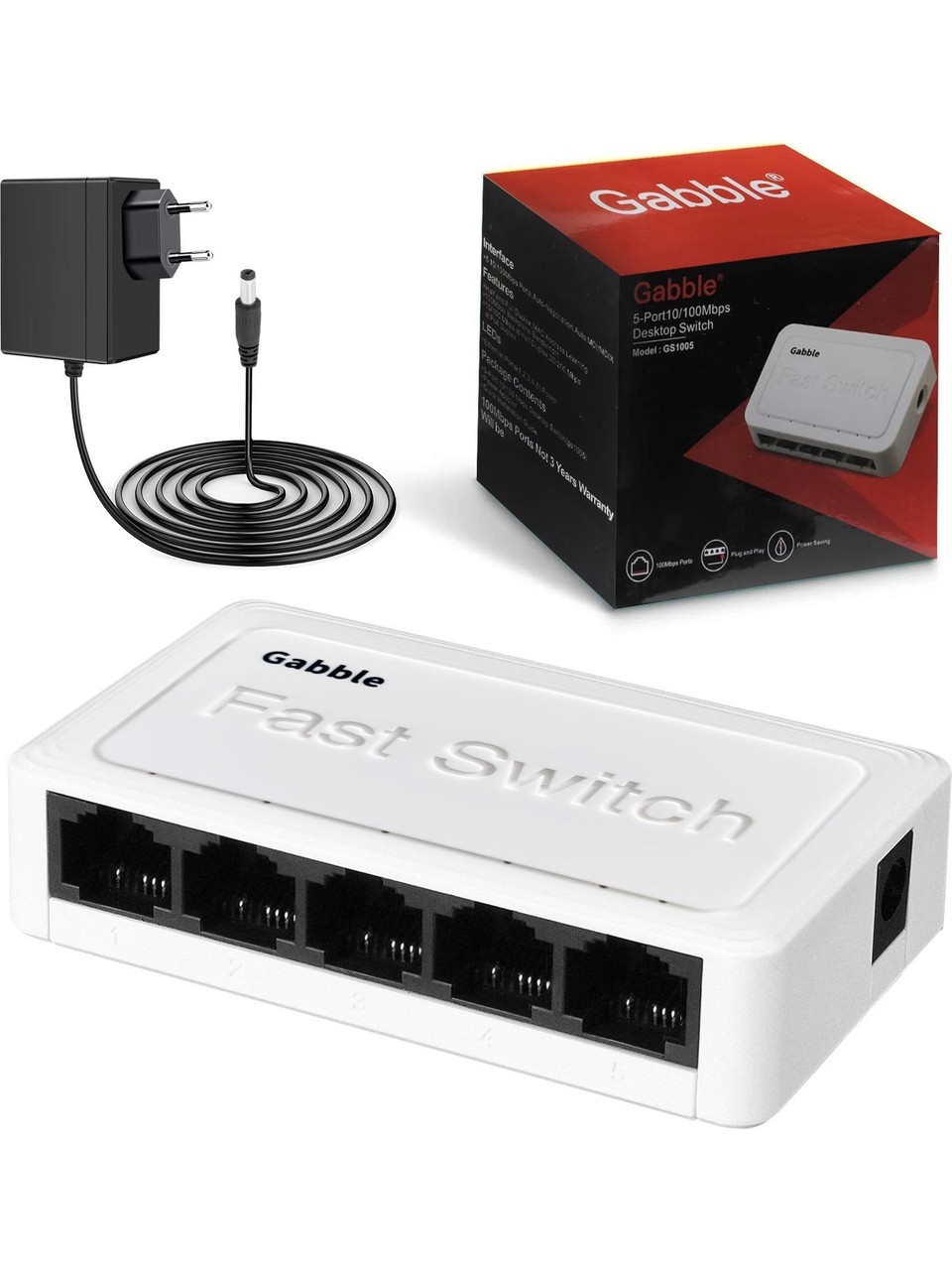 Gabble GAB-SWC05 Ethernet Switch Hub 5 Port 10/100 Mbps - Pcm Aksesuar