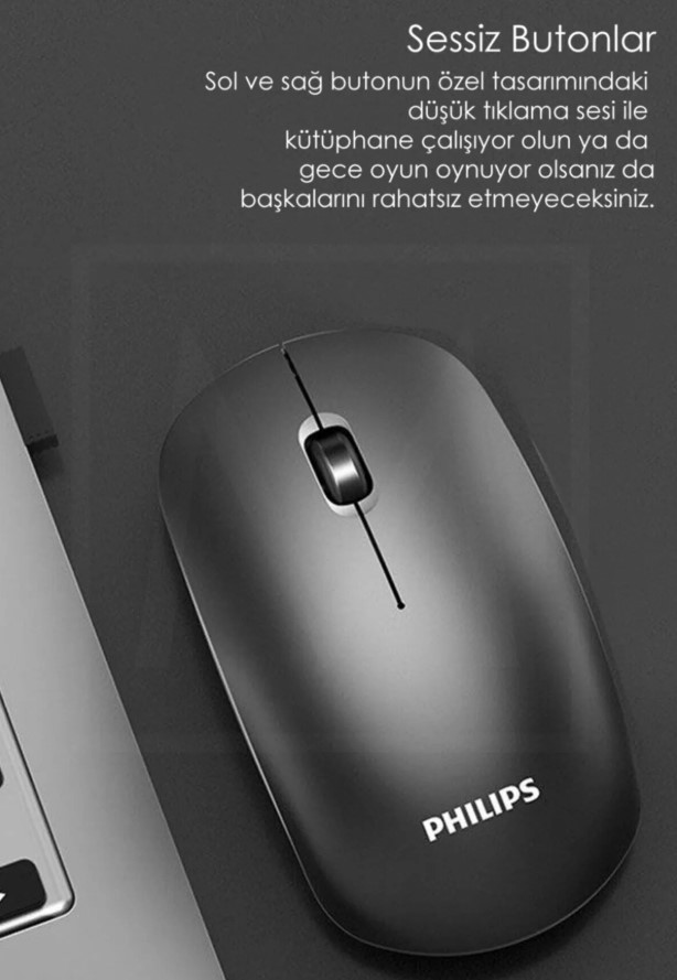 Philips Spk7315 M315 M402 Sessiz Siyah Wireless Kablosuz Mouse - Pcm Aksesuar
